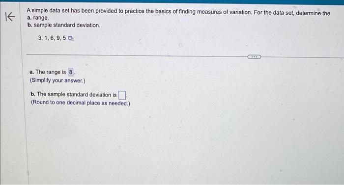 Solved A simple data set has been provided to practice the | Chegg.com