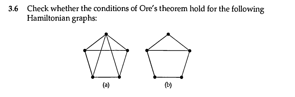 Solved 3.6 ﻿Check whether the conditions of Ore's theorem | Chegg.com