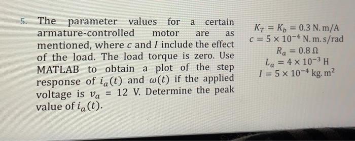 Solved 5. The parameter values for a certain | Chegg.com