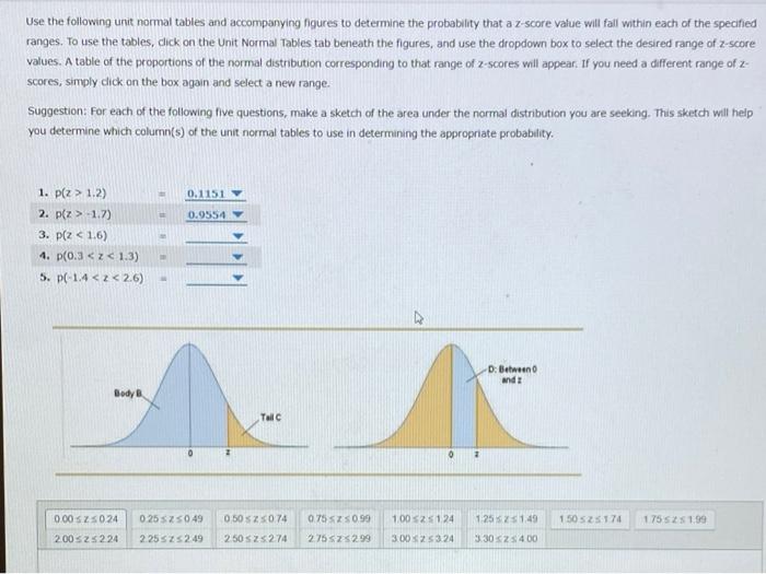 Solved Use the following unit normal tables and accompanying | Chegg.com