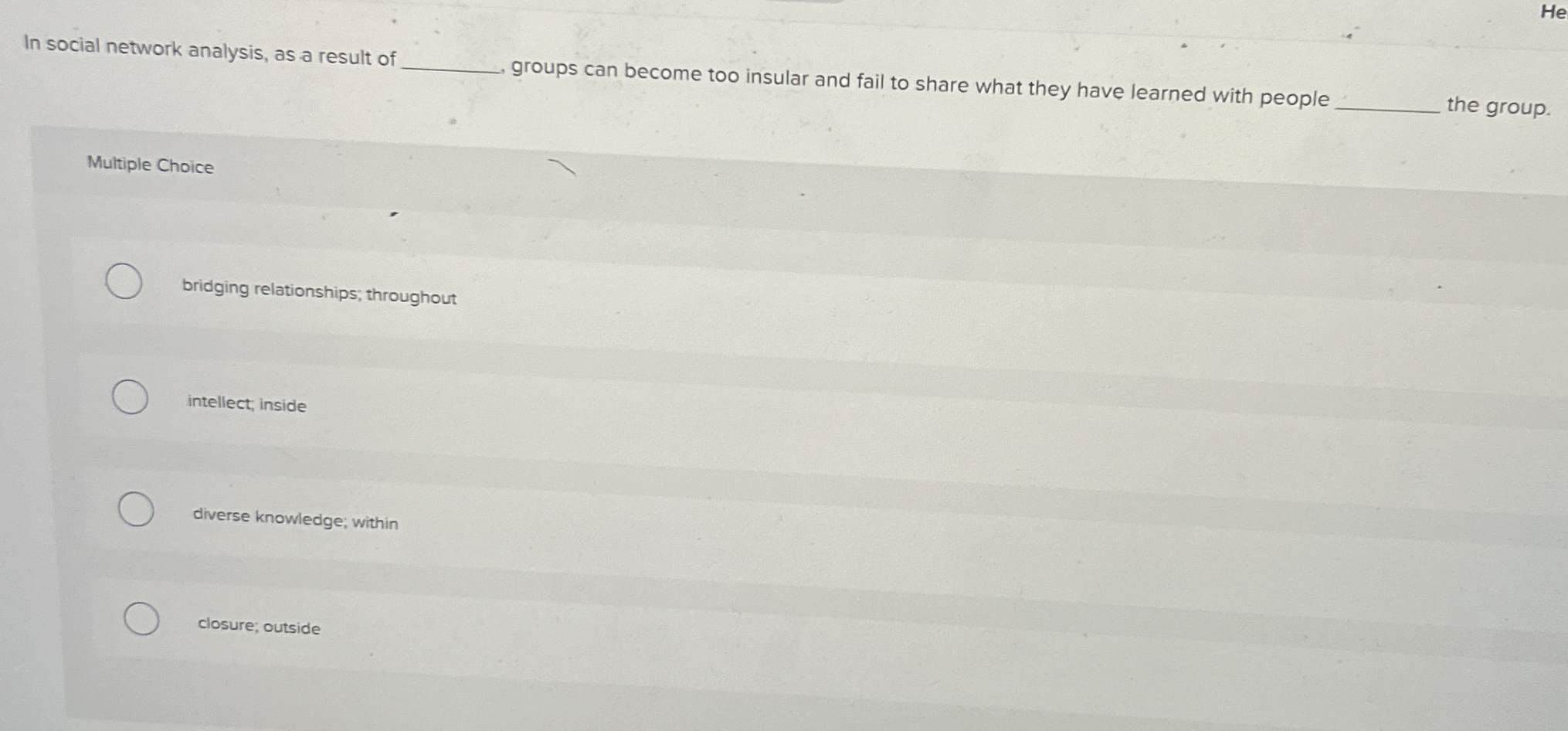 Solved In social network analysis, as a result ofgroups can | Chegg.com