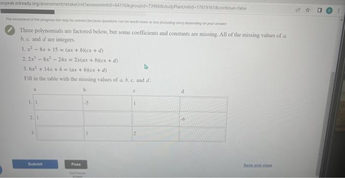 Solved Thee polynomials are factored below, but some | Chegg.com