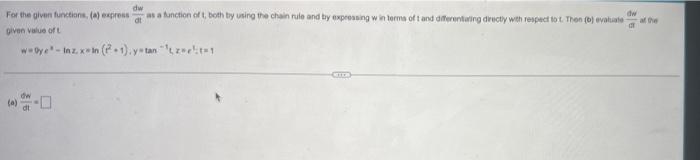 Solved given value of t | Chegg.com