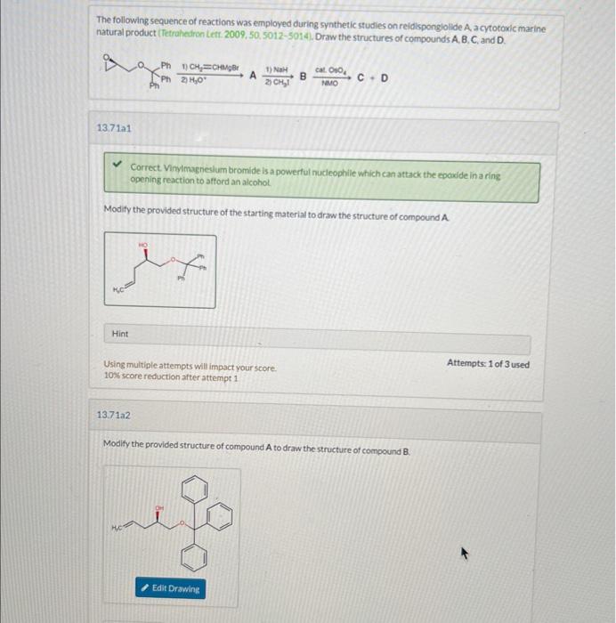 Solved Modify the provided structure of compound A to draw | Chegg.com