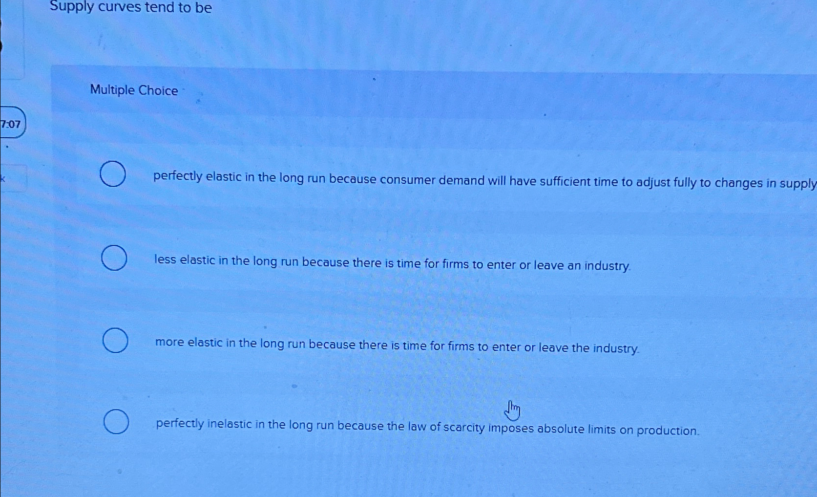 Solved Supply curves tend to beMultiple Choiceperfectly | Chegg.com