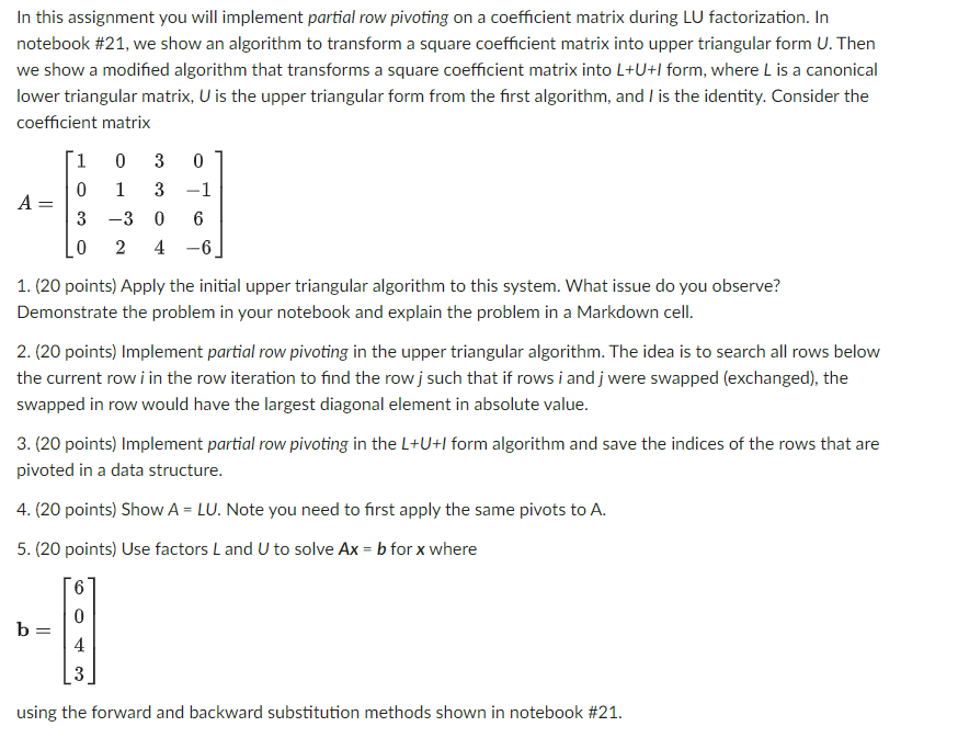 Solved In this assignment you will implement partial row | Chegg.com
