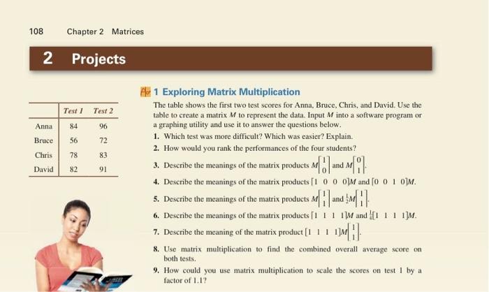 Solved 1 Exploring Matrix Multiplication The table shows the | Chegg.com