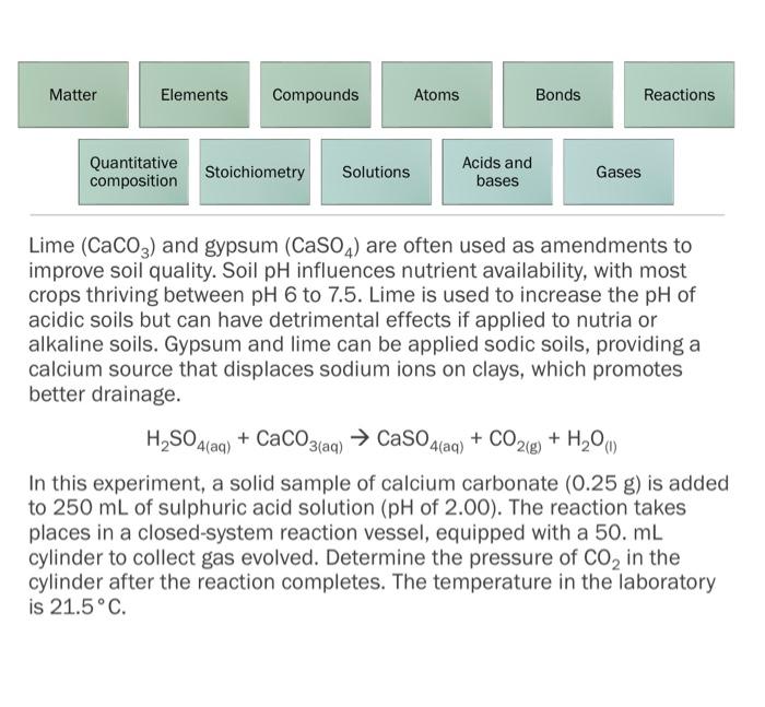 Solved Lime (CaCO3) and gypsum (CaSO4) are often used as | Chegg.com