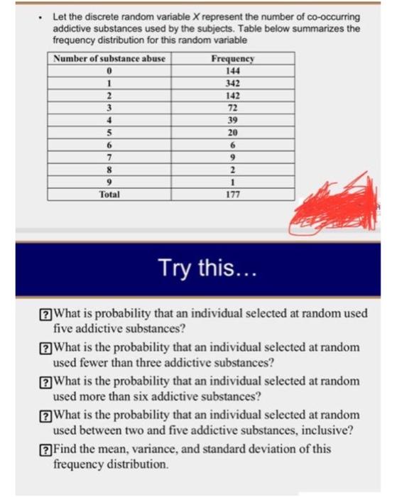 Solved - Let the discrete random variable X represent the | Chegg.com