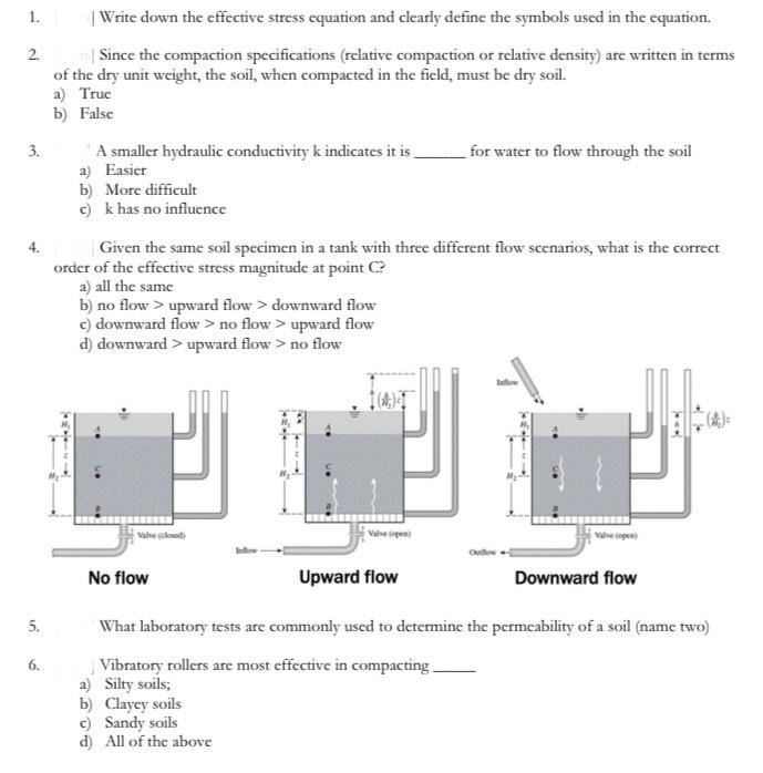Solved 1. 2. Write down the effective stress equation and | Chegg.com
