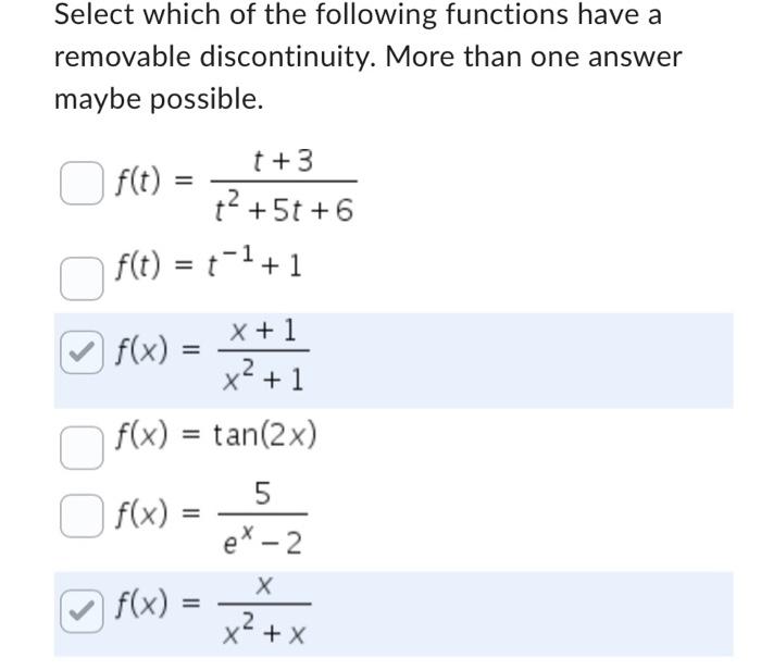 Solved Select which of the following functions have a | Chegg.com