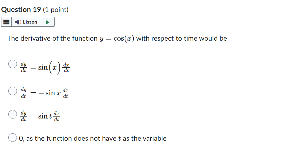 Solved Question 19 (1 ﻿point)The derivative of the function | Chegg.com