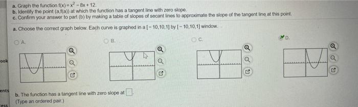 Solved a. Graph the function f(x)=x? - 8x + 12. b. Identify | Chegg.com