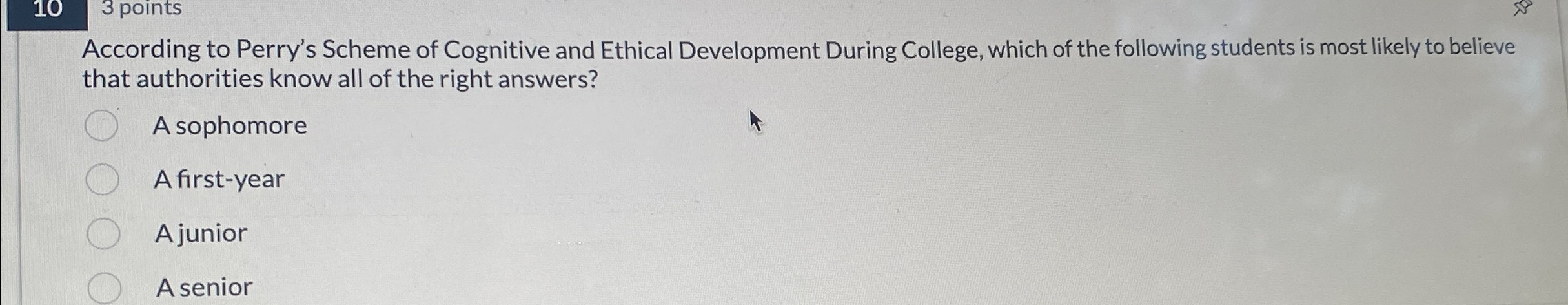 Solved 3 ﻿pointsAccording to Perry's Scheme of Cognitive and | Chegg.com