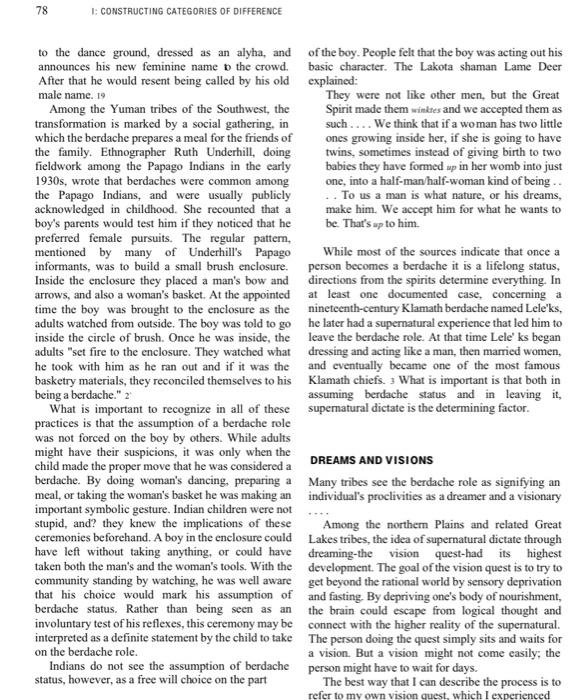 Solved OT 9 6: THE BERDACHE TRADITIONS should be read as | Chegg.com