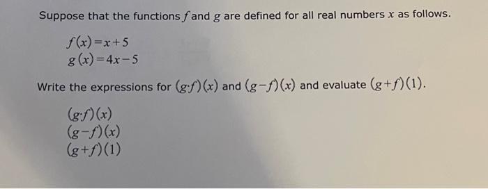 Solved Suppose that the functions fand g are defined for all | Chegg.com