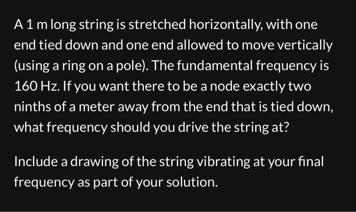 Solved A 1 m long string is stretched horizontally, with one | Chegg.com