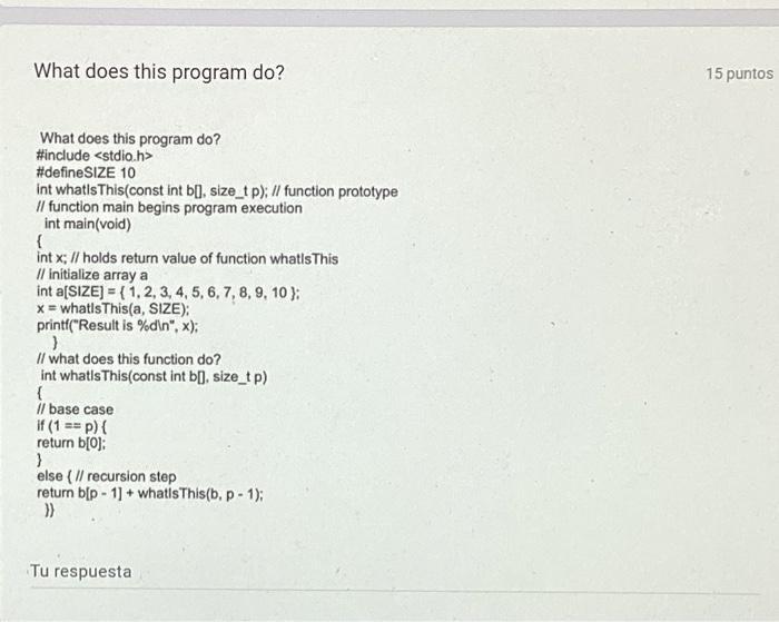 Solved What does this program do? What does this program do? | Chegg.com