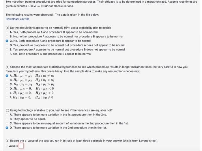 Solved "","Procedure_A", "Procedure_B" "1","145", 150 | Chegg.com