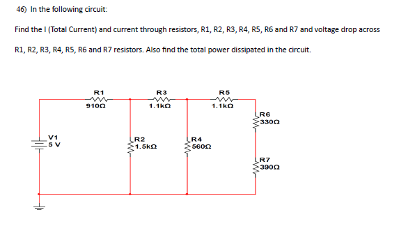 Solved In the following circuit:Find the I (Total Current) | Chegg.com