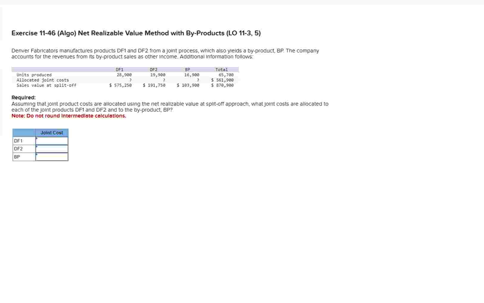Solved Exercise 11-46 (Algo) ﻿Net Realizable Value Method | Chegg.com