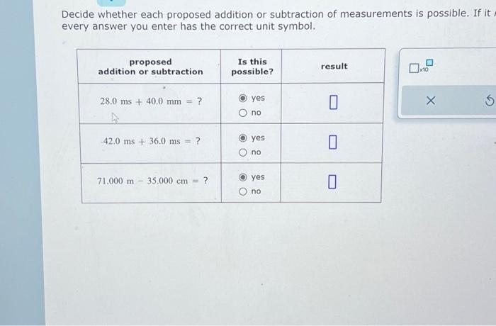 Solved Decide whether each proposed addition or subtraction | Chegg.com