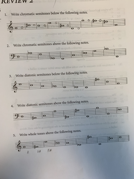 REVIEW 2 1. Write chromatic semitones below the | Chegg.com