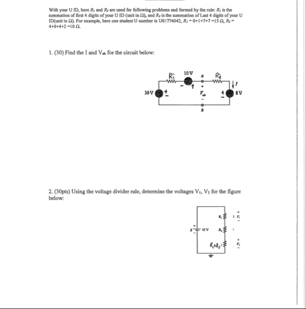 Solved With your U ID, ﻿here R1 ﻿and R2 ﻿are used for | Chegg.com