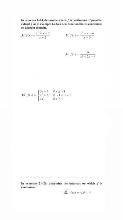 Solved In exercises 1-14, determine where f is continuous. | Chegg.com