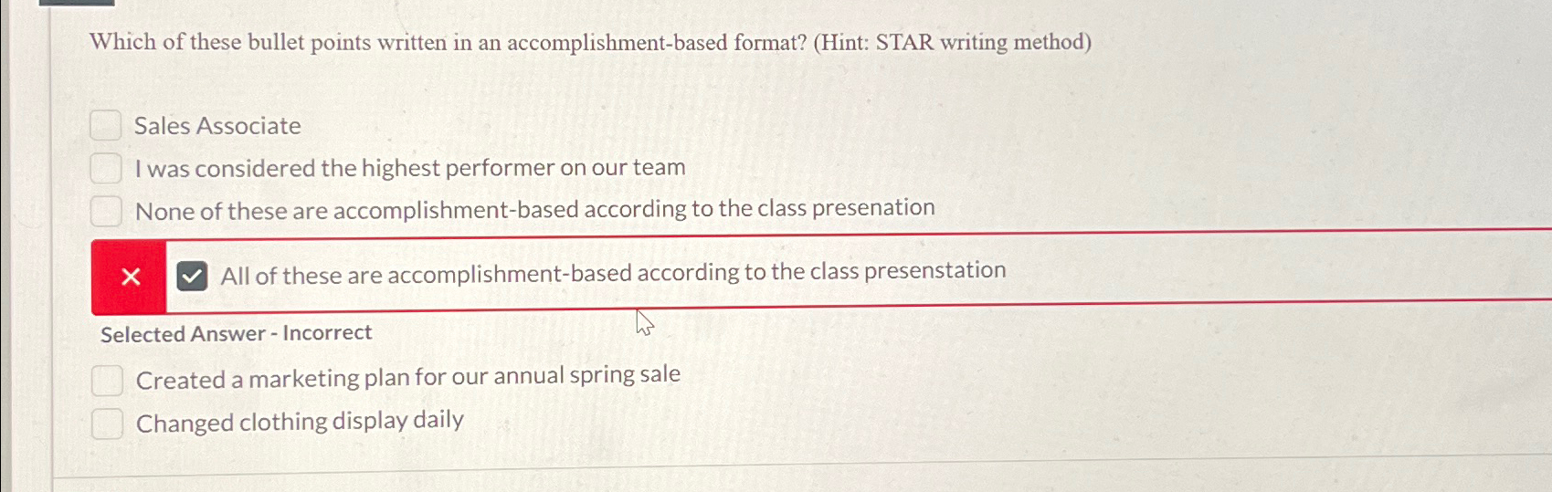 Solved Which of these bullet points written in an | Chegg.com