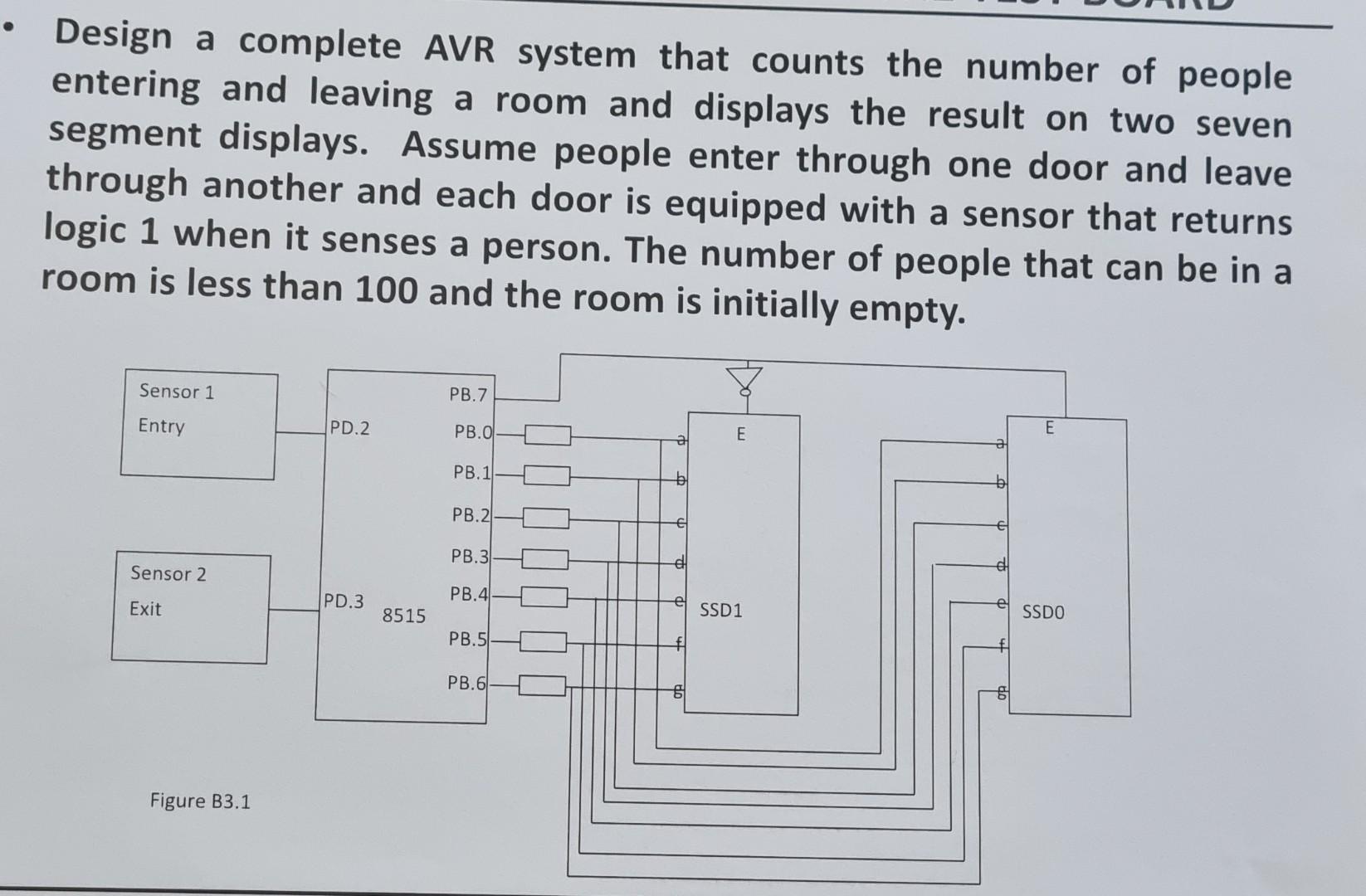 Design a complete AVR system that counts the number | Chegg.com