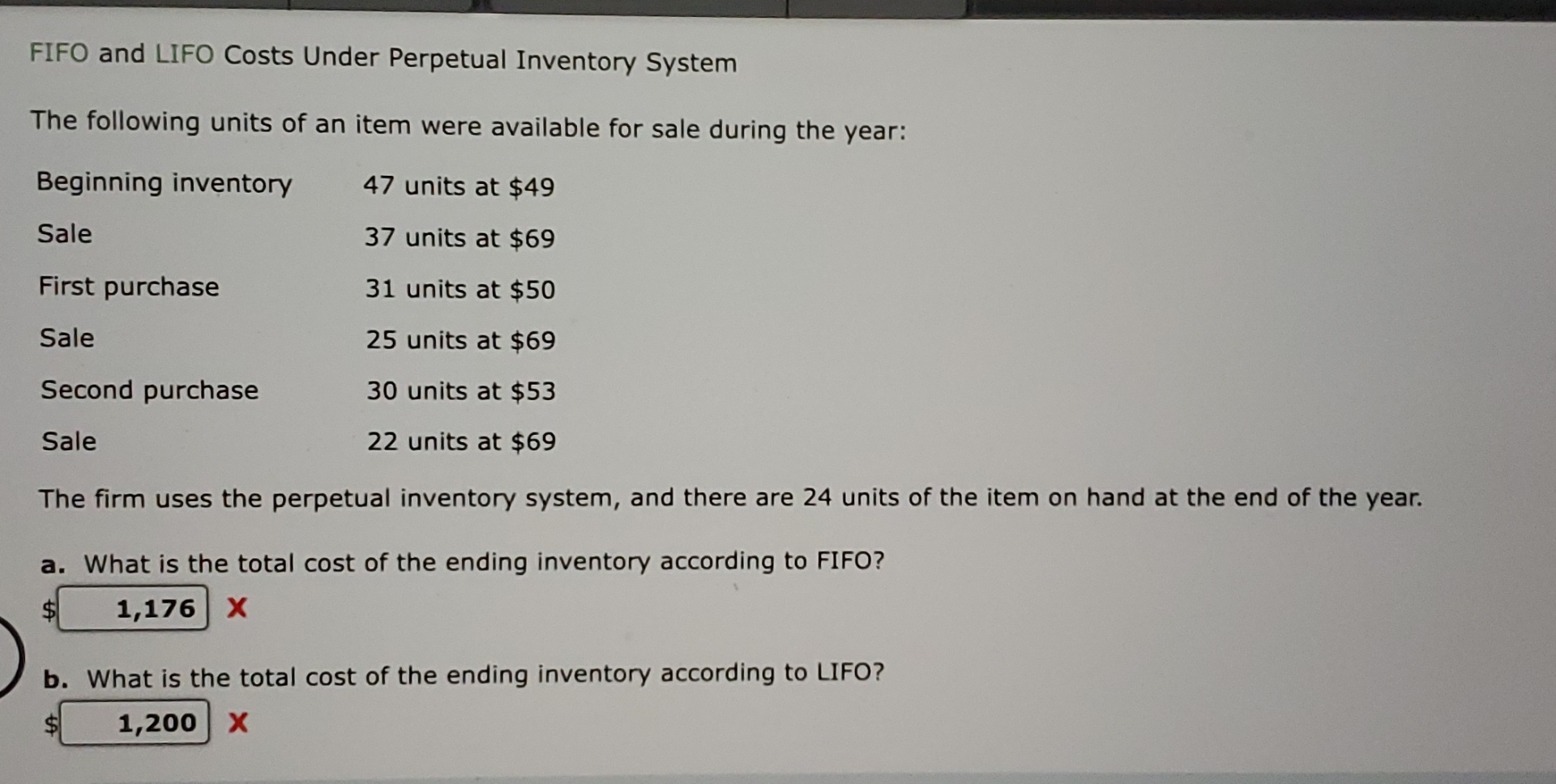 Solved FIFO and LIFO Costs Under Perpetual Inventory | Chegg.com