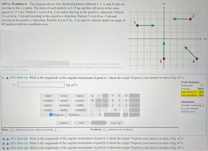 Solved (10%) Problem 4: The diagram shows four identical | Chegg.com