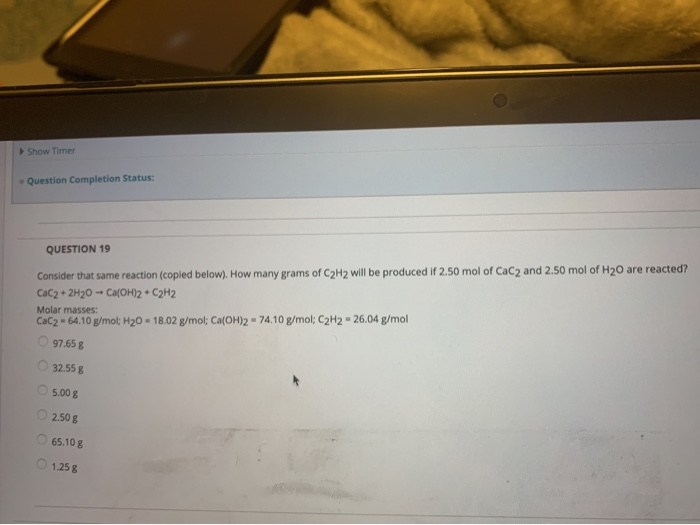 Solved Show Timer Question Completion Status: QUESTION 19 | Chegg.com