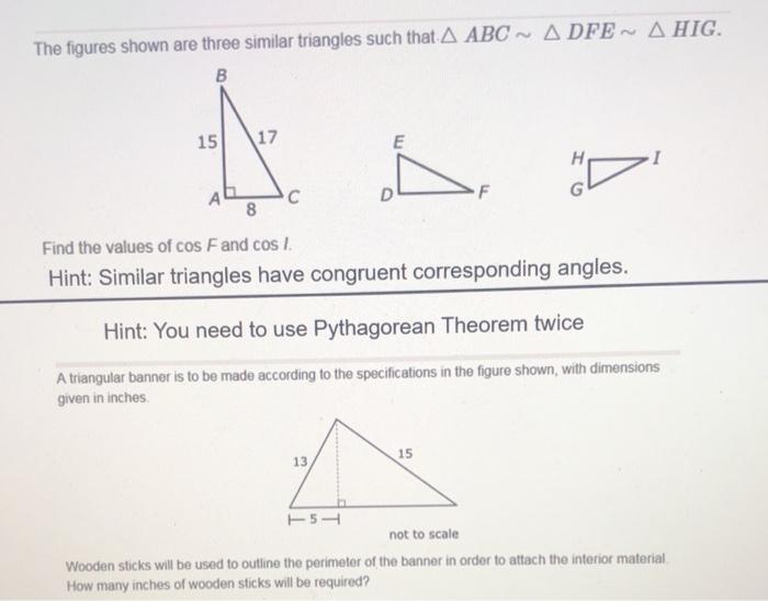 Solved The Figures Shown Are Three Similar Triangles Such