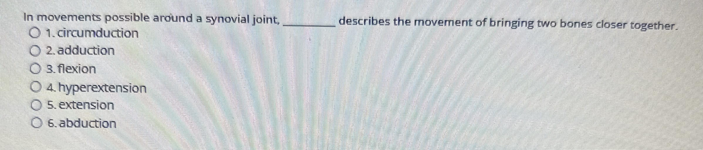 Solved In movements possible around a synovial joint, | Chegg.com