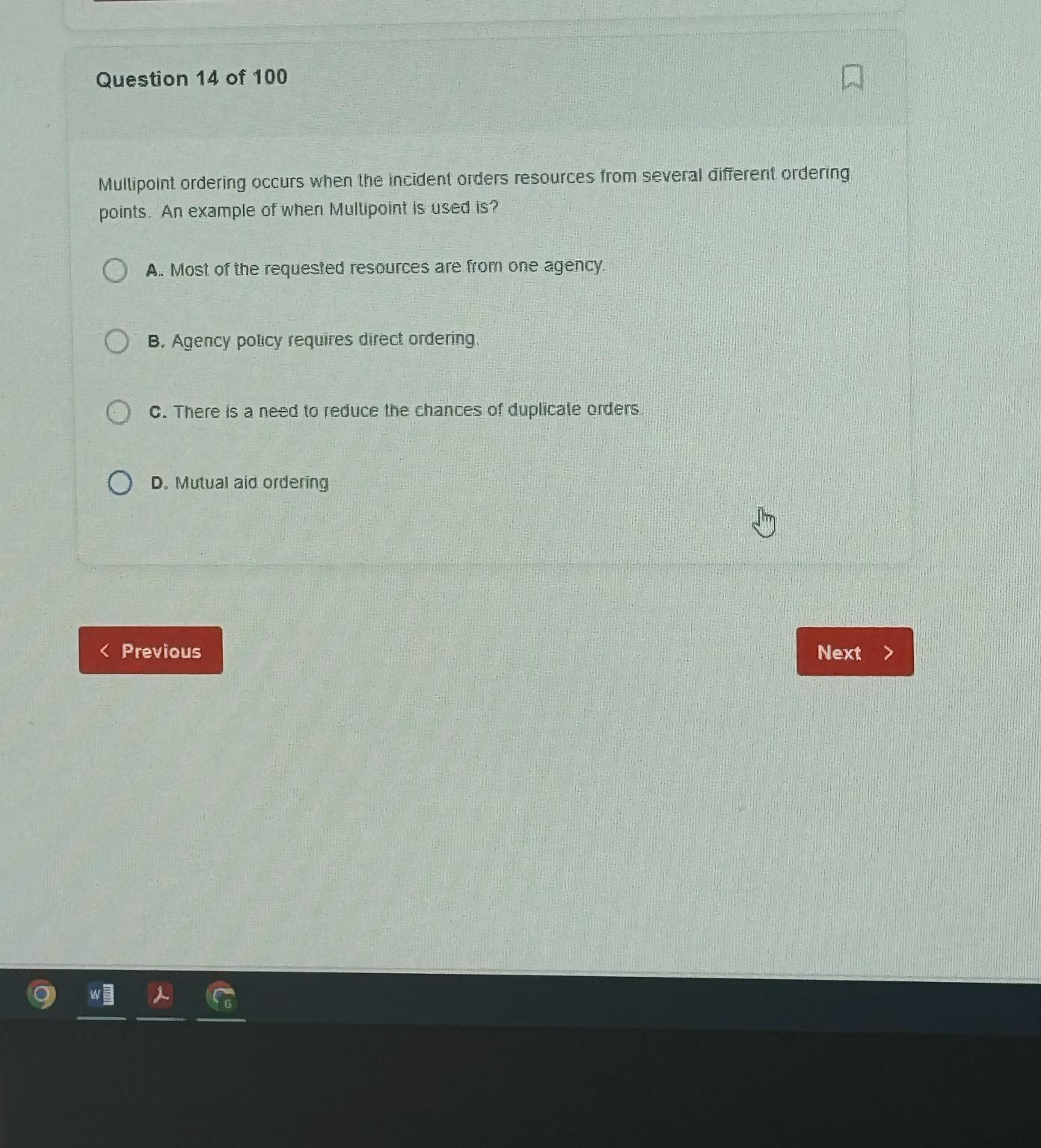 Solved Question 14 ﻿of 100Multipoint ordering occurs when | Chegg.com