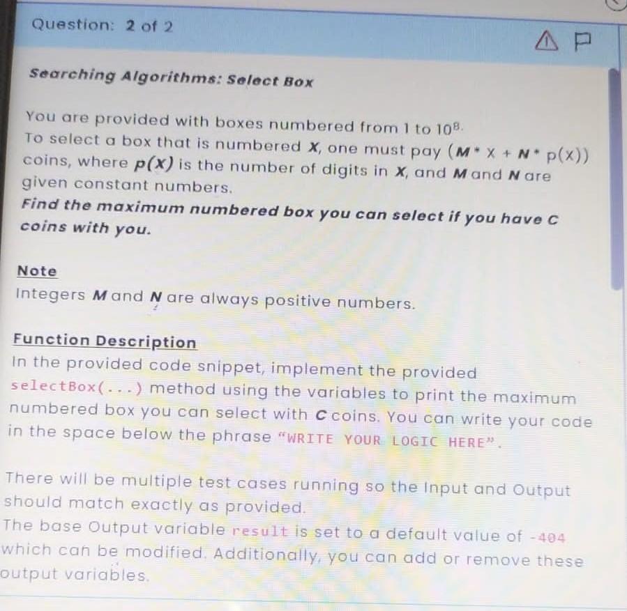 Solved Searching Algorithms: Select Box You are provided | Chegg.com