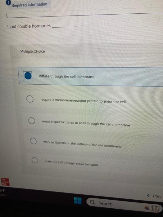Solved Required information Lipid-soluble hormones Multiple | Chegg.com