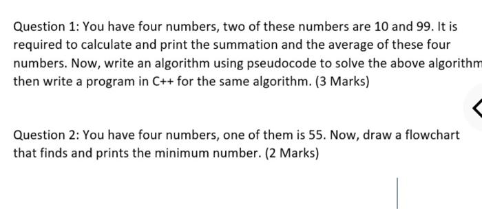 Solved Question 1: You have four numbers, two of these | Chegg.com