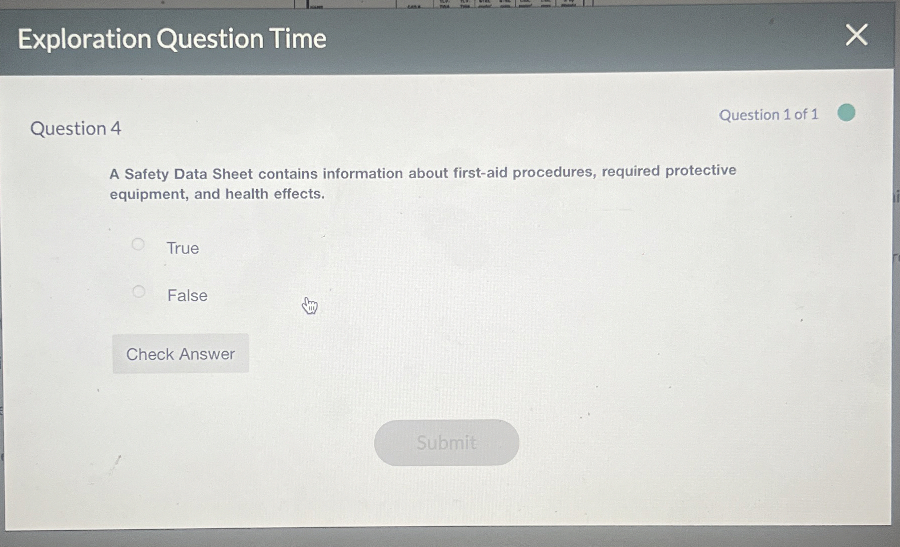 Solved Exploration Question TimeQuestion 4Question 1 ﻿of 1A | Chegg.com
