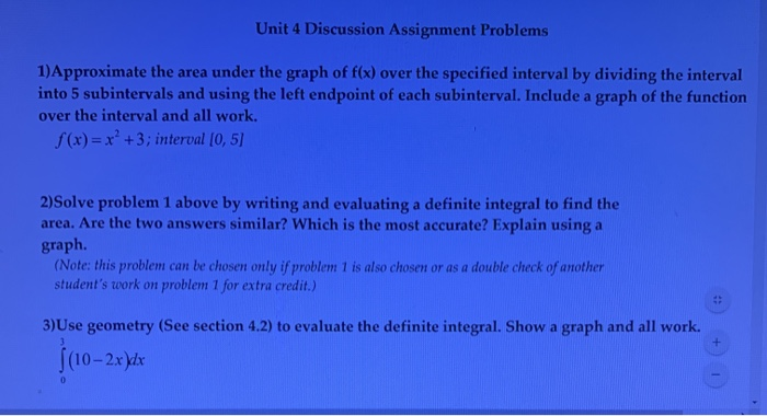 Solved Unit 4 Discussion Assignment Problems 1)Approximate | Chegg.com