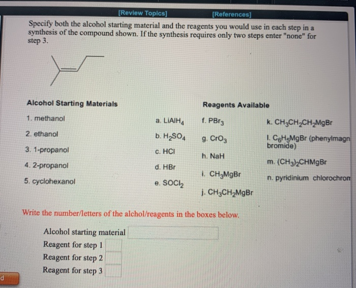Solved [Review Topics] [References] Specify the reagent you | Chegg.com