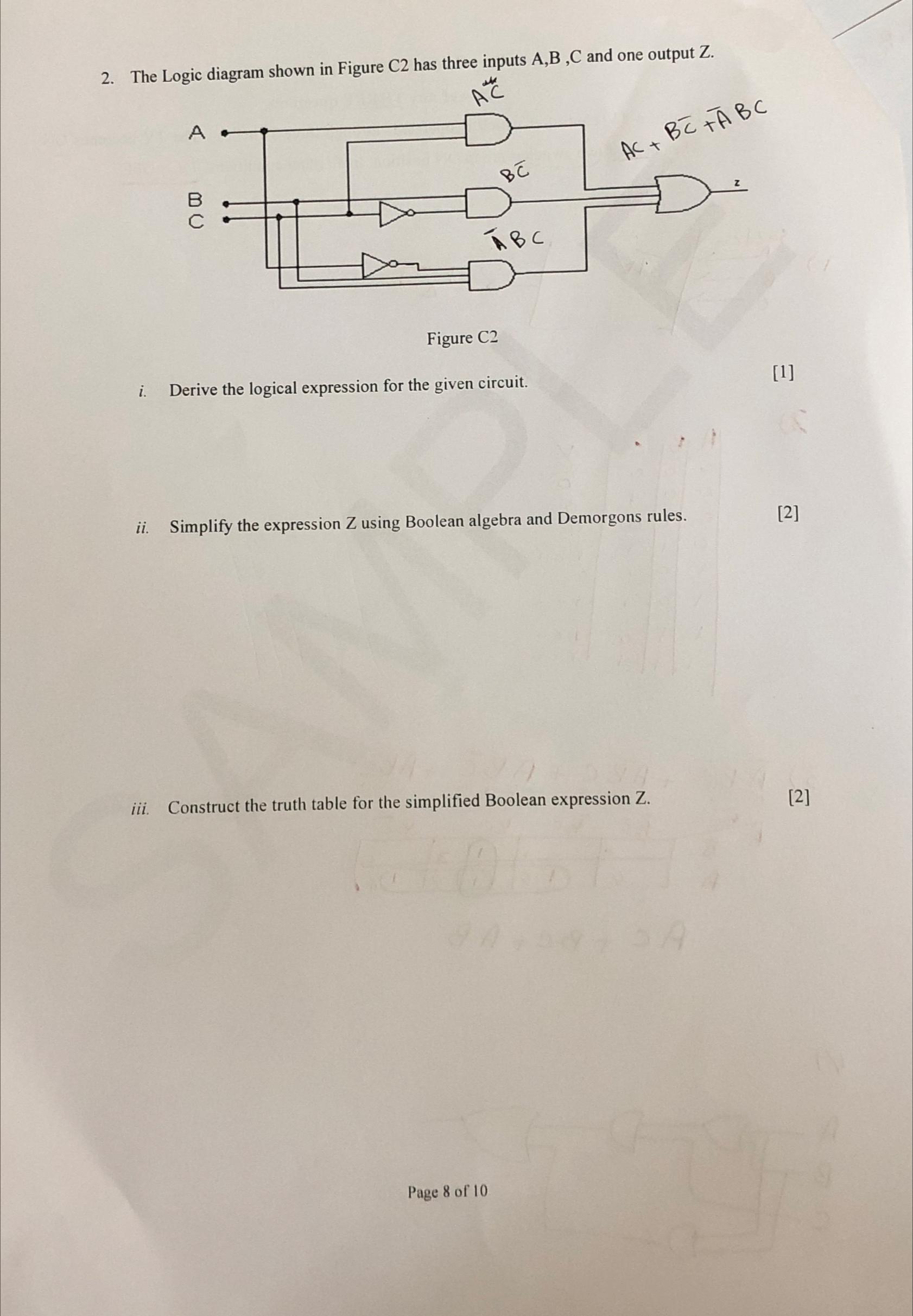 The Logic diagram shown in Figure C2 ﻿has three | Chegg.com