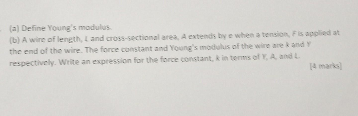 Solved (a) Define Young's modulus. (b) A wire of length, \\( | Chegg.com