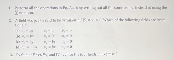 Solved 1. Perform all the operations in Eq. A.4-6 by writing | Chegg.com