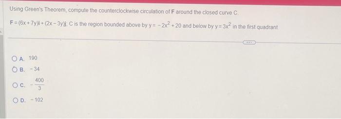 Solved Using Green's Theorem, compute the counterclockwise | Chegg.com