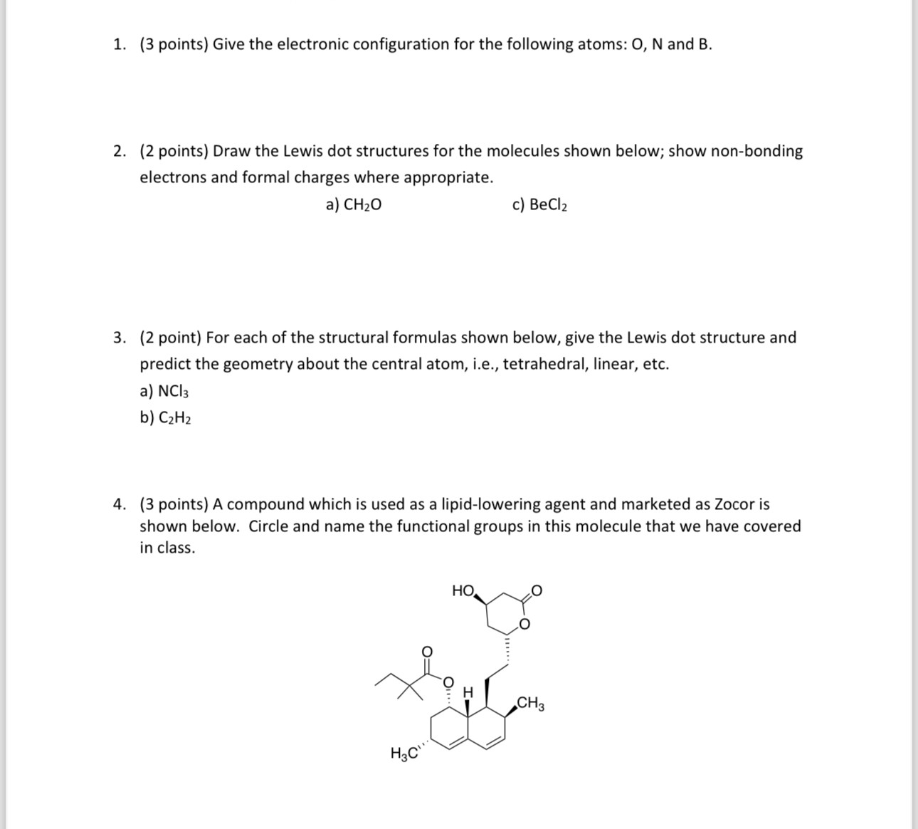 Solved (3 ﻿points) ﻿Give the electronic configuration for | Chegg.com