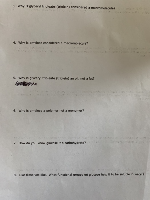 Solved 3. Why is glyceryl trioleate (triolein) considered a | Chegg.com