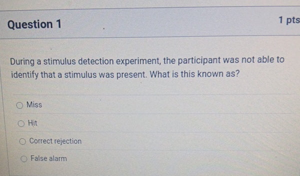 High Quality SOLUTION Question 11 ﻿ptsDuring a stimulus detection | Chegg.com